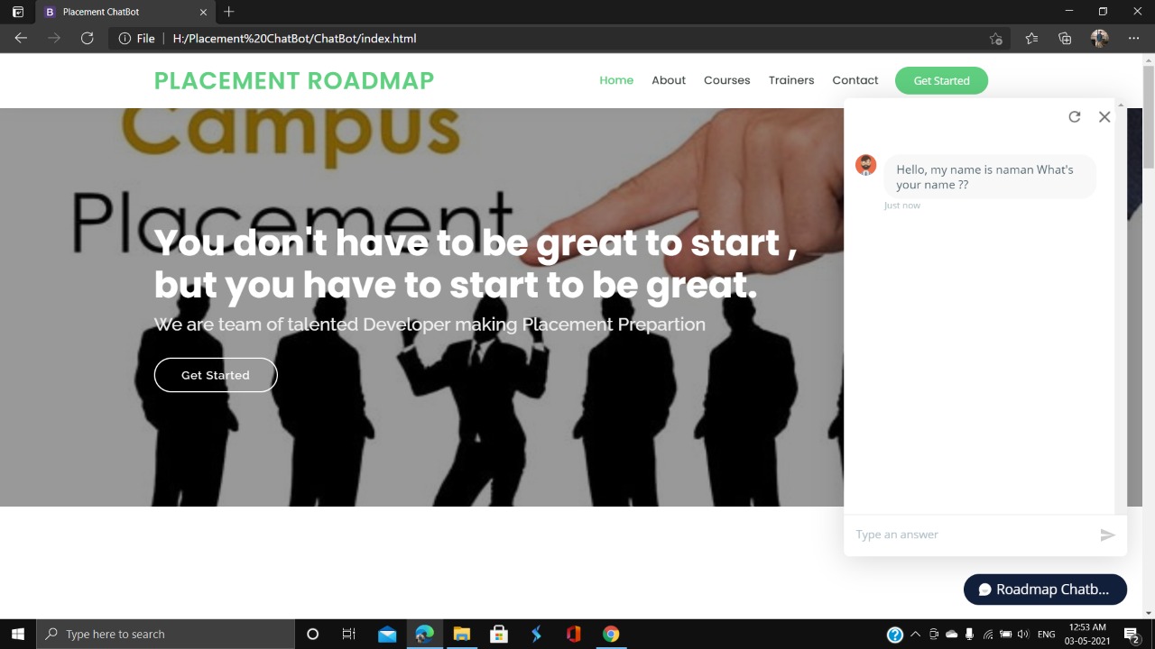 GitHub - aryankr1508/Placement-Roadmap-Chatbot: One stop guide for all placement queries