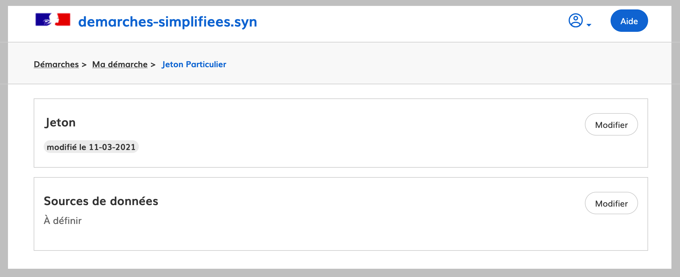 ETQ administrateur, je souhaite utiliser un jeton API Particulier sur une démarche à ...