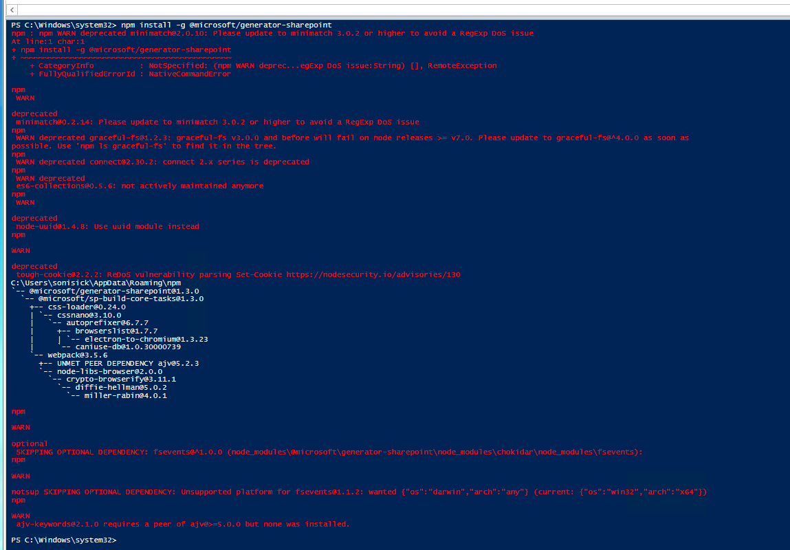 Can't install npm install -g @microsoft/generator-sharepoint on Windows Server · Issue #884 ...