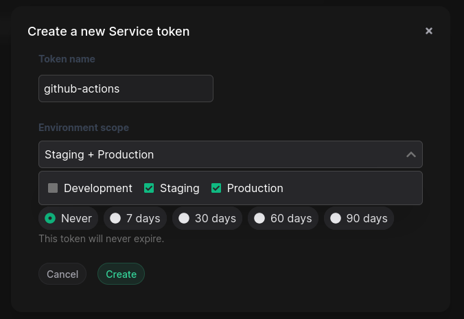 Show env scope of created service tokens · Issue #100 · phasehq/console · GitHub