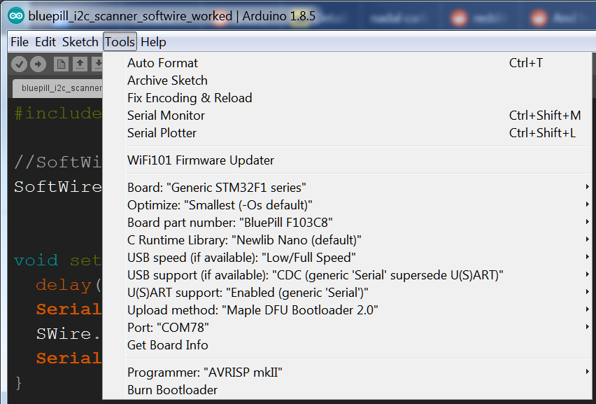 Native i2c doesn't work on STM32F103 Blue Pill · Issue #1254 · stm32duino/Arduino_Core_STM32 ...