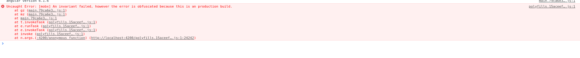 An invariant failed, however the error is obfuscated because this is an production build ...