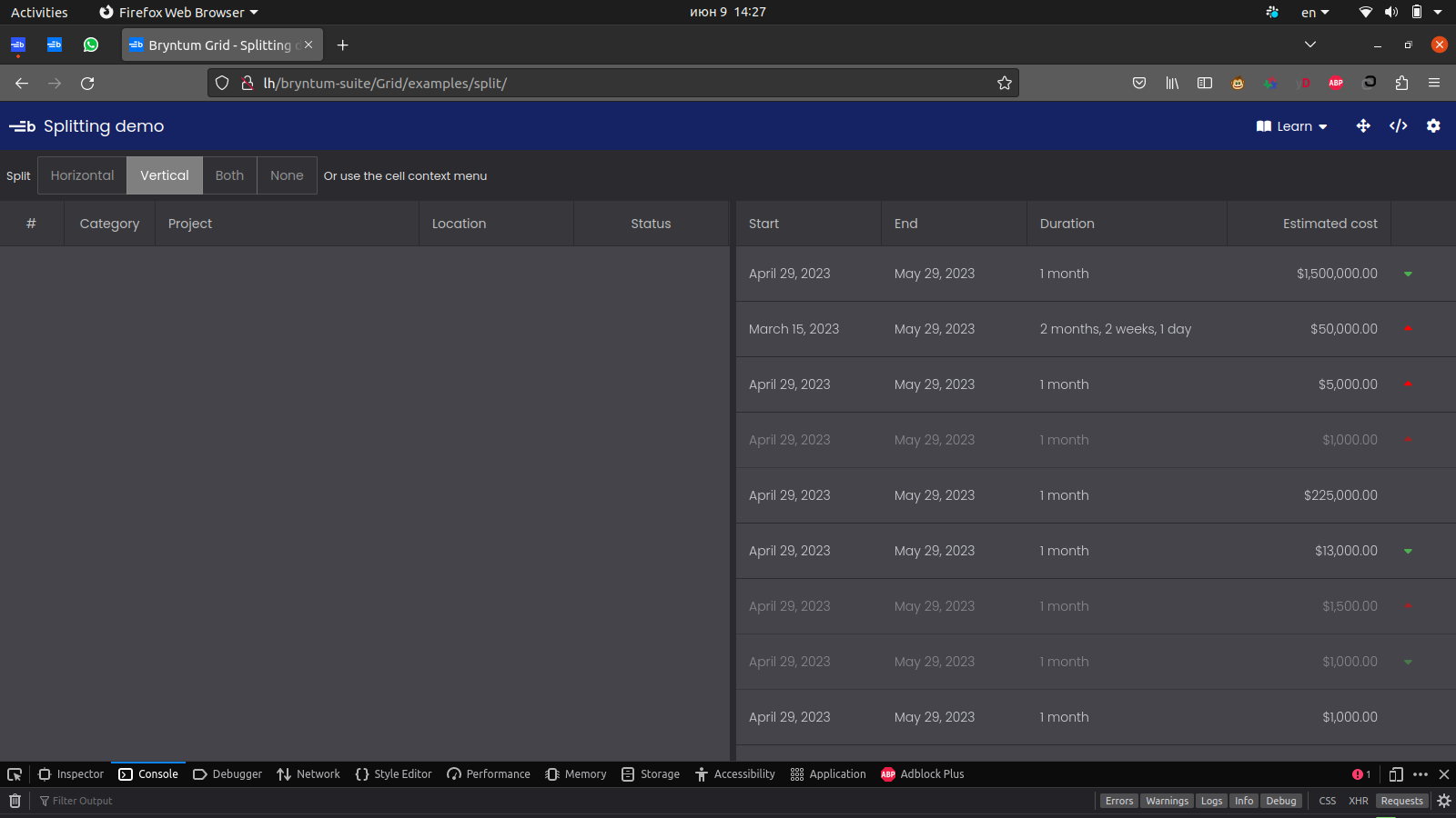 Grid split example issue · Issue #6947 · bryntum/support · GitHub