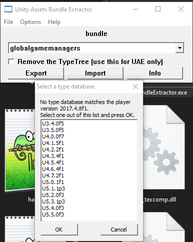No type database matches the player version 2017.4.8f1 · Issue #466 · SeriousCache/UABE · GitHub