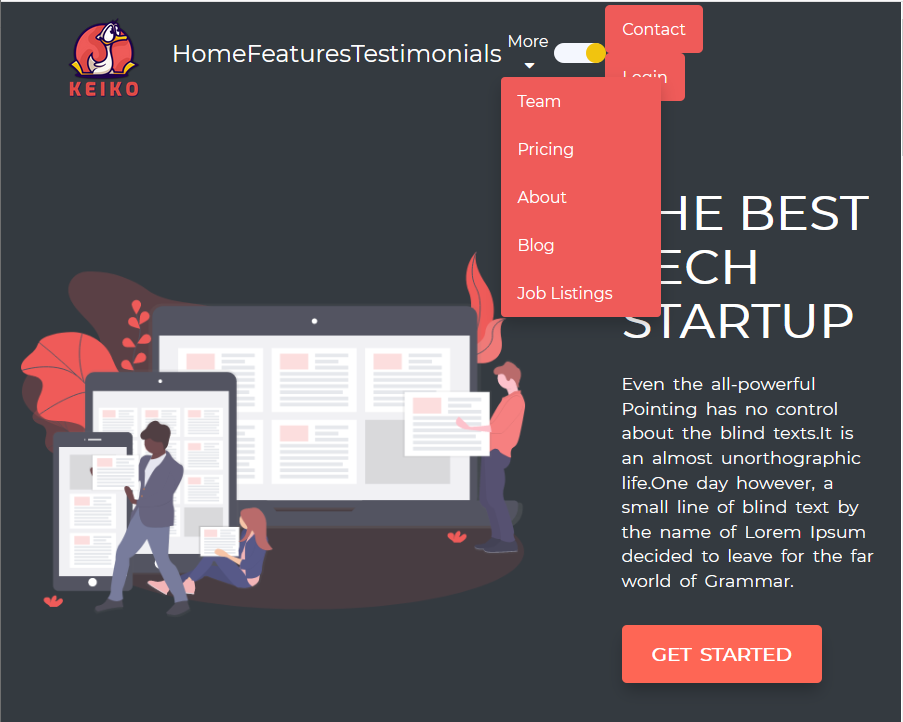 Navigation Bar overlap at a certain device width · Issue #680 · zero-to-mastery/Keiko-Corp · GitHub