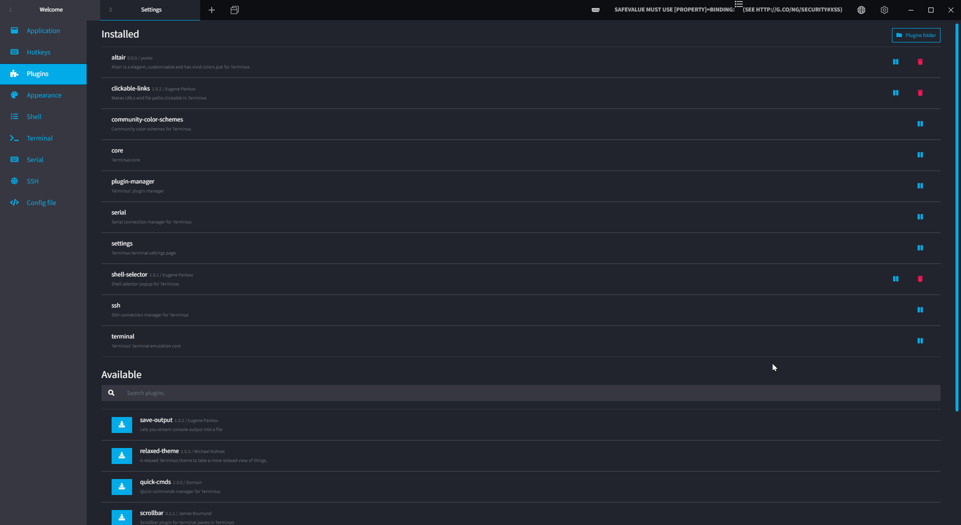 safevalue must use [property]=binding · Issue #1769 · Eugeny/tabby · GitHub