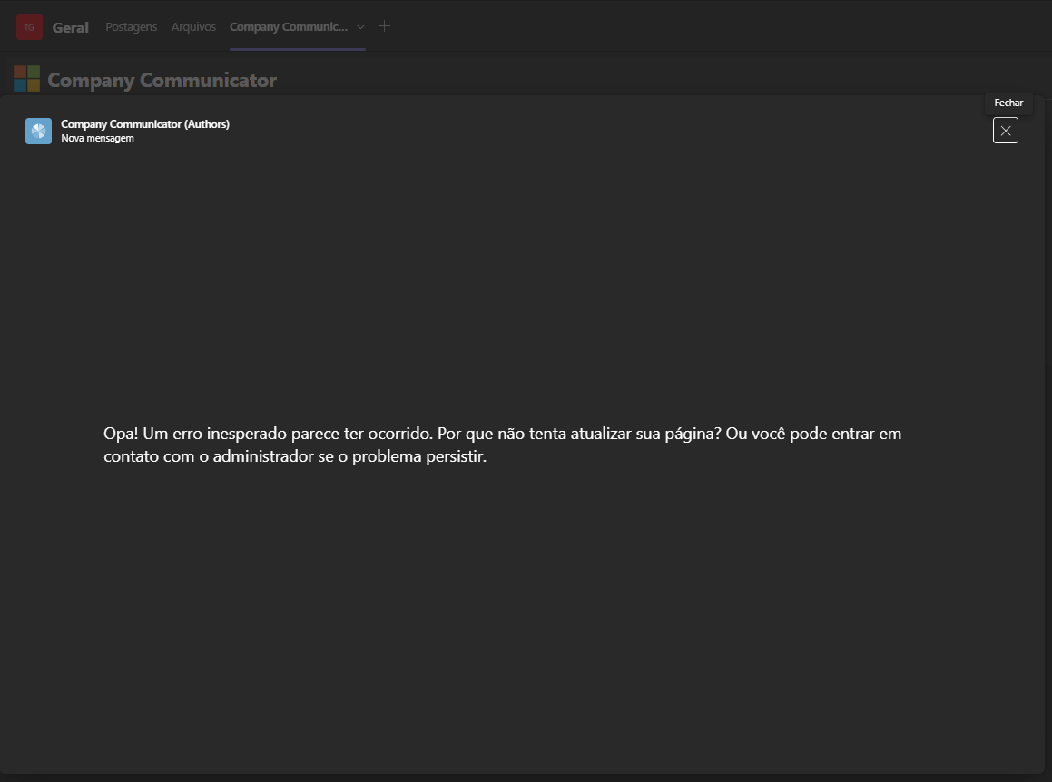 Company Communicator show error when try create new messager · Issue #1173 · OfficeDev/microsoft ...