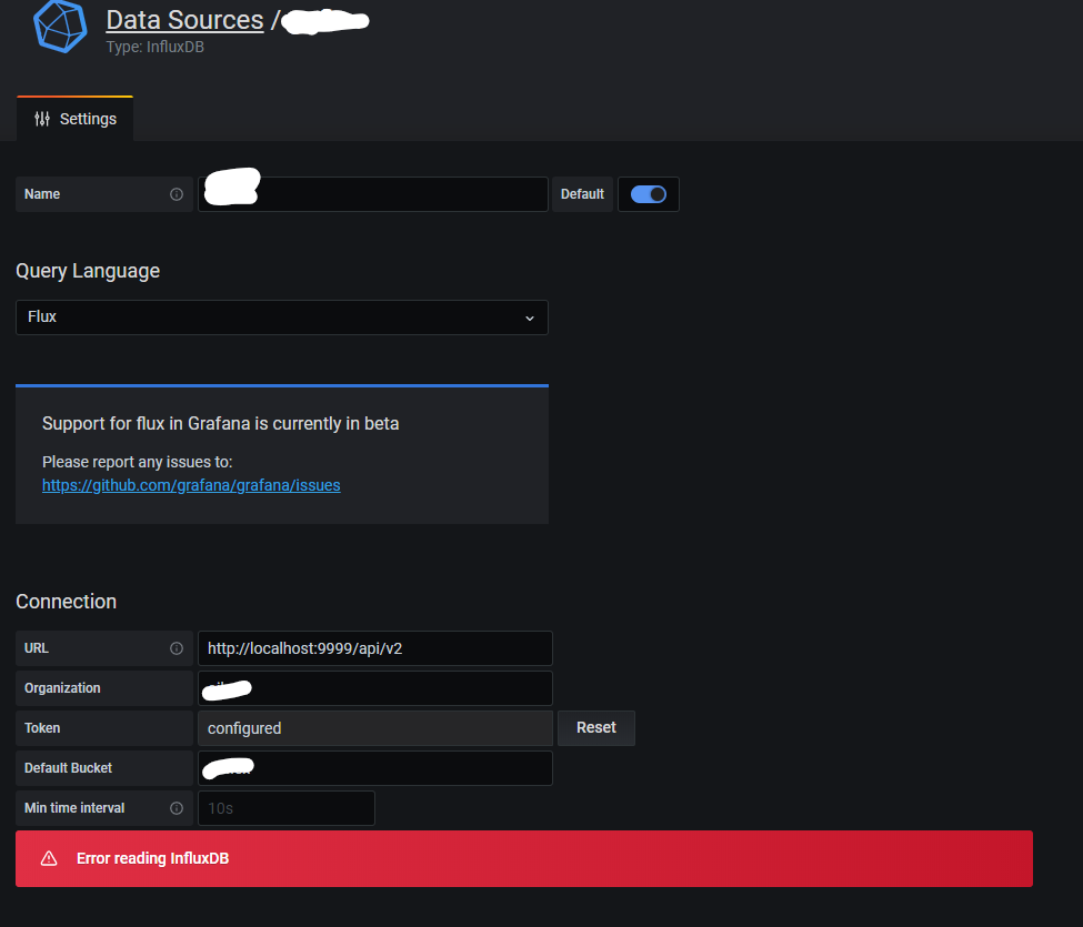 Connexion Error When Adding Datasource Type Influxdb Flux · Issue 26541 · Grafana Grafana
