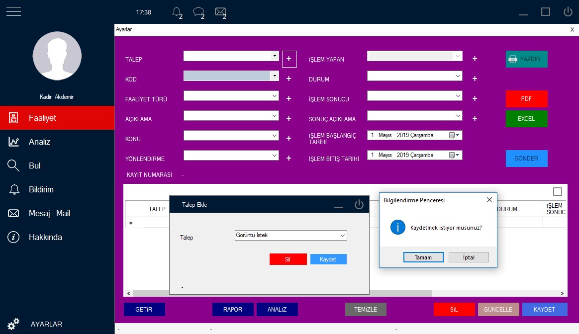 GitHub - kadirakdemir/FaaliyetRaporuSistemi: C# Windows Form Application