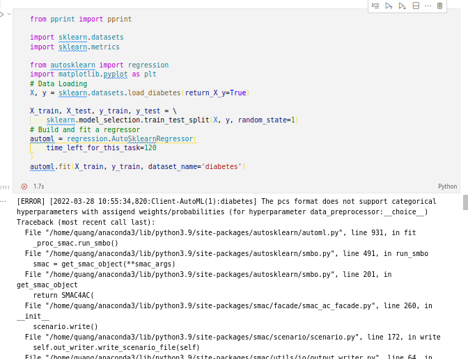 The pcs format does not support categorical hyperparameters with assigend weights/probabilities ...