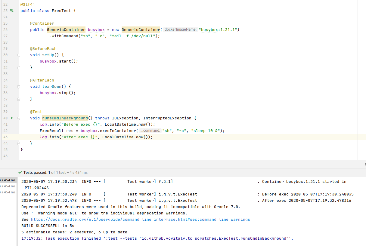 Run execInContainer as detached mode, "&" doesnt seem to work · Issue ...