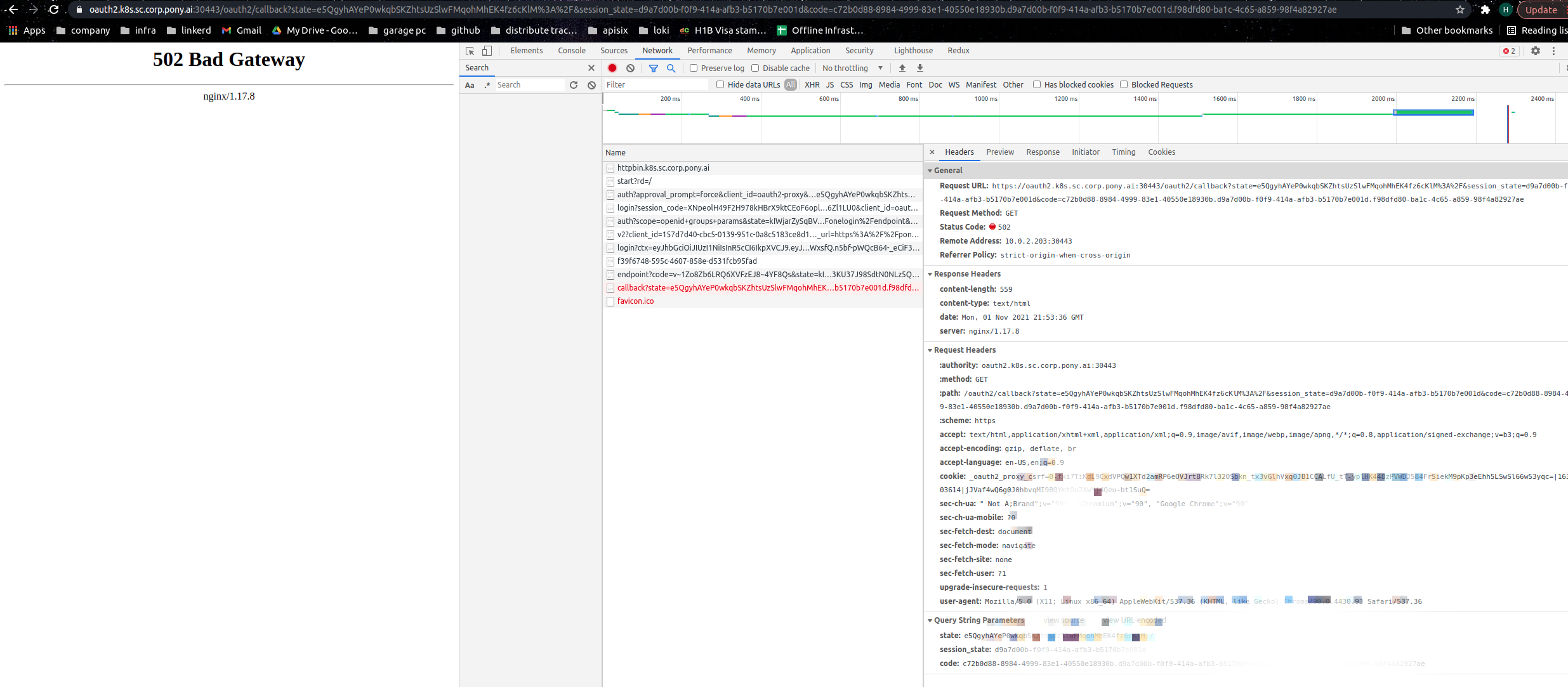 Got 502 When Redirect To Callback Endpoint Even After Successfully