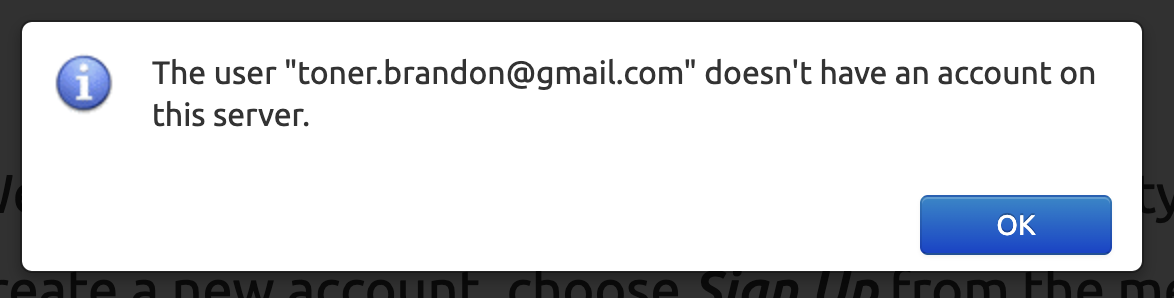 Error On Sign Up Can T Create The User {email} Because Only Alpha Numeric And Underscore