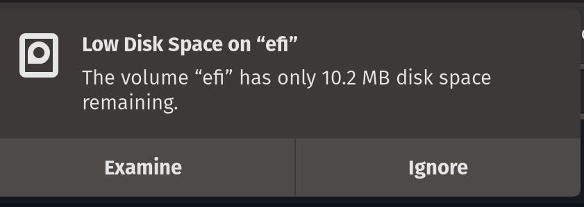 Low Disk Space on "efi" warning · Issue #2887 · pop-os/pop · GitHub