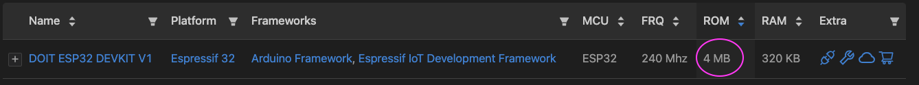 ESP32 DOIT DEVKIT V1 - 1MB flash size instead of 4MB · Issue #719 · platformio/platform ...