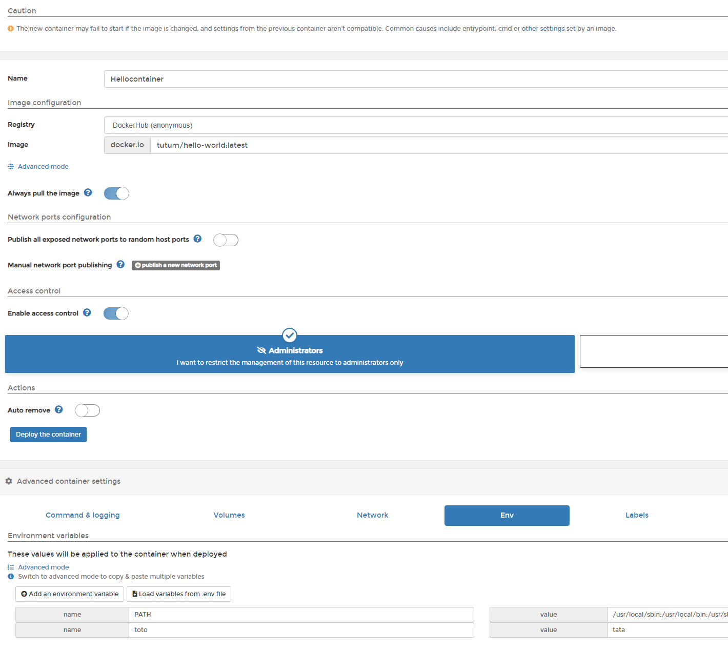 Can't update environment variable on Synology NAS DSM7 · Issue #5813 · portainer/portainer · GitHub