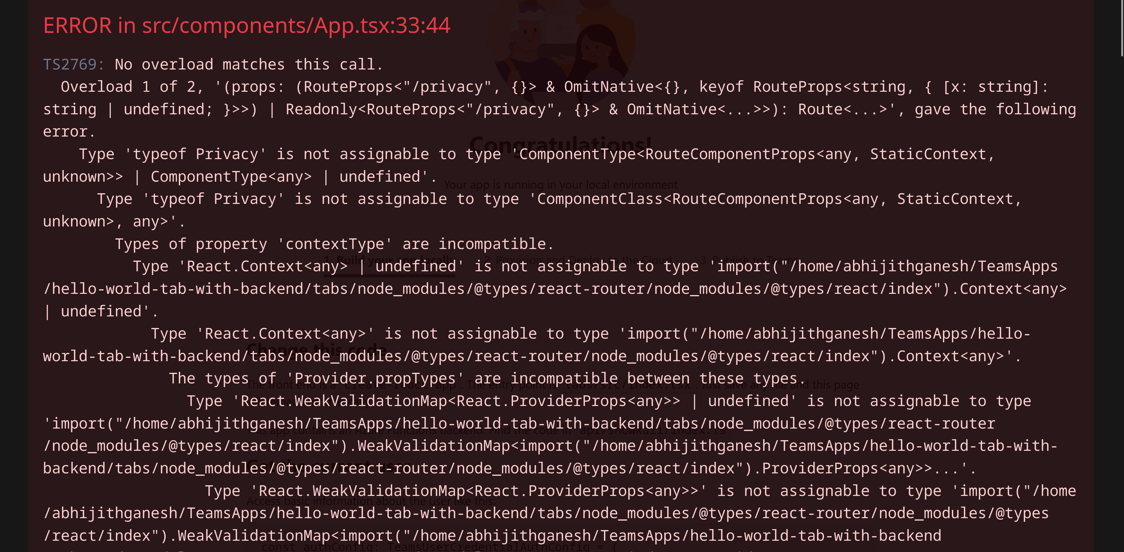 Error with components in Tab template · Issue #8063 · OfficeDev/teams-toolkit · GitHub