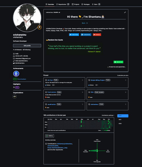 Shantanu Raut · Issue #1516 · EddieHubCommunity/awesome-github-profiles · GitHub