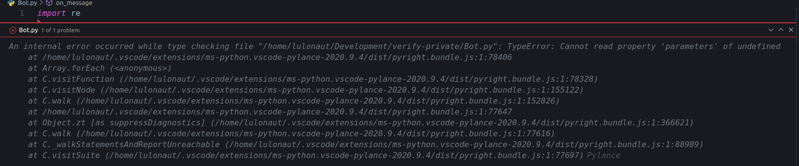 Problem shown when importing regex, Code works fine · Issue #369 · microsoft/pylance-release ...