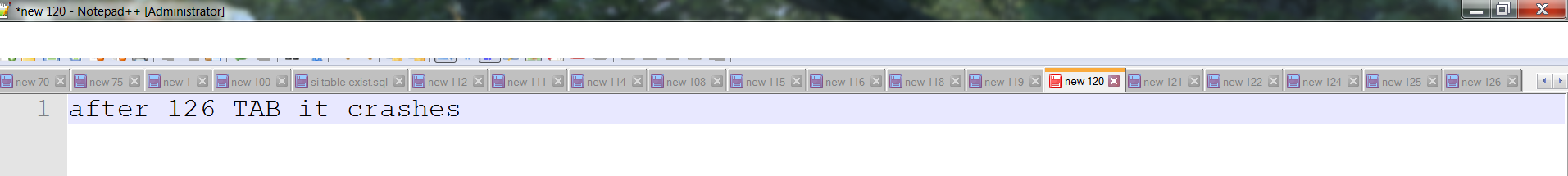 Menu bar disappear after 126 tab created not saved · Issue #3999 · notepad-plus-plus/notepad ...