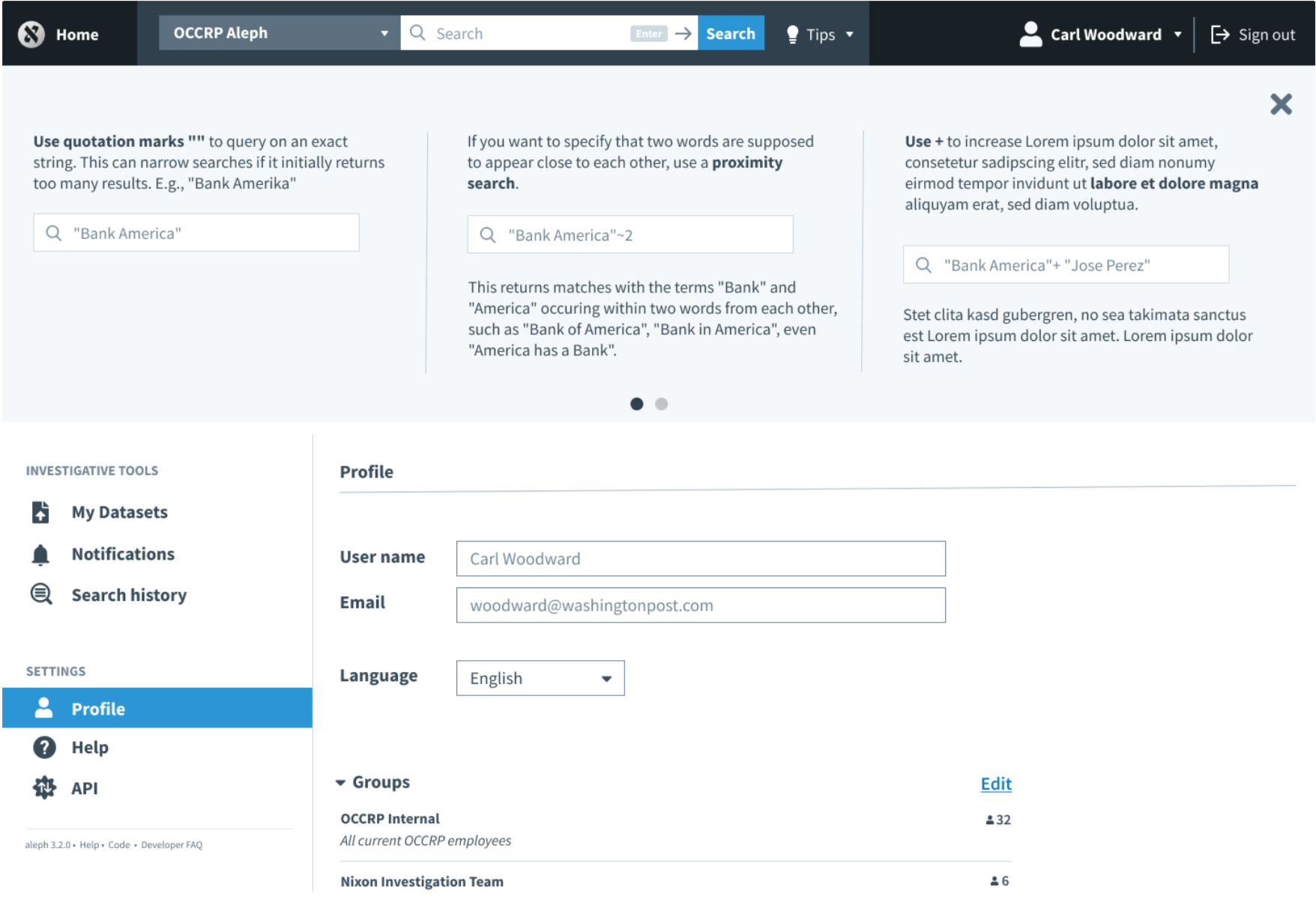 Search tips box for advanced search documentation · Issue #697 · alephdata/aleph · GitHub