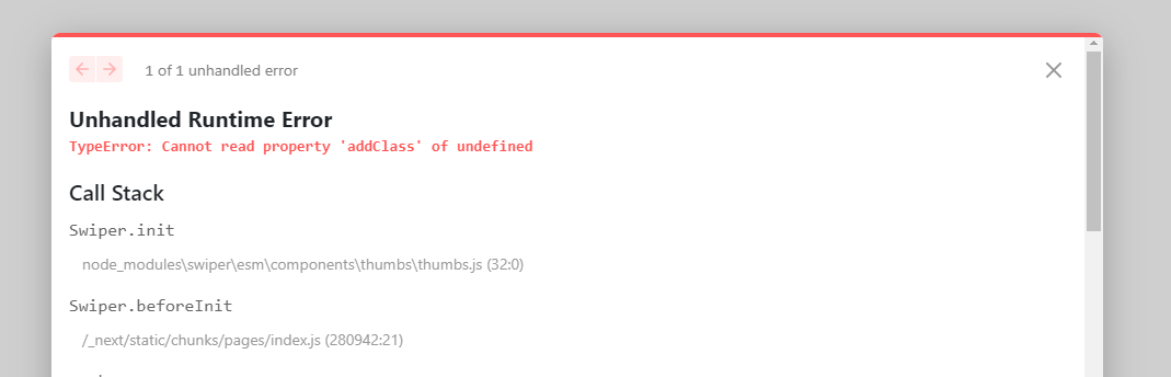 Cannot read property 'addClass' of undefined · Issue #3056 · nolimits4web/swiper · GitHub
