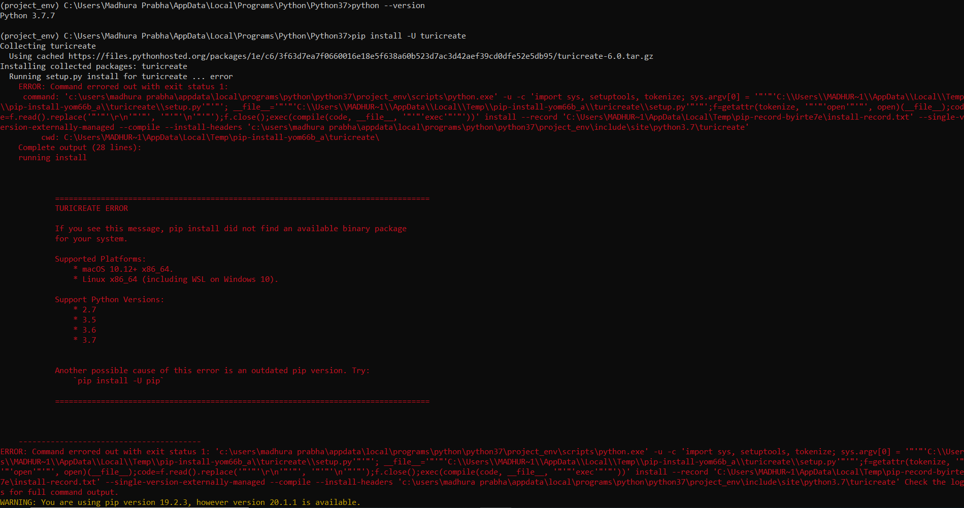 pip install -U turicreate Showing Error (using python3 and windows 10) · Issue #3149 · apple ...