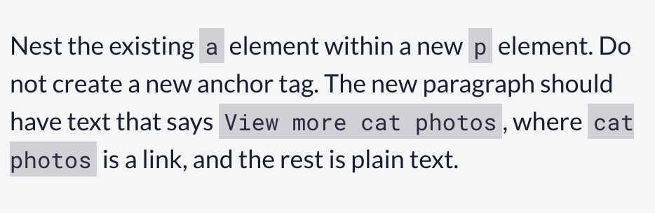Modify instructions for Nest an Anchor Element within a Paragraph challenge · Issue #43141 ...