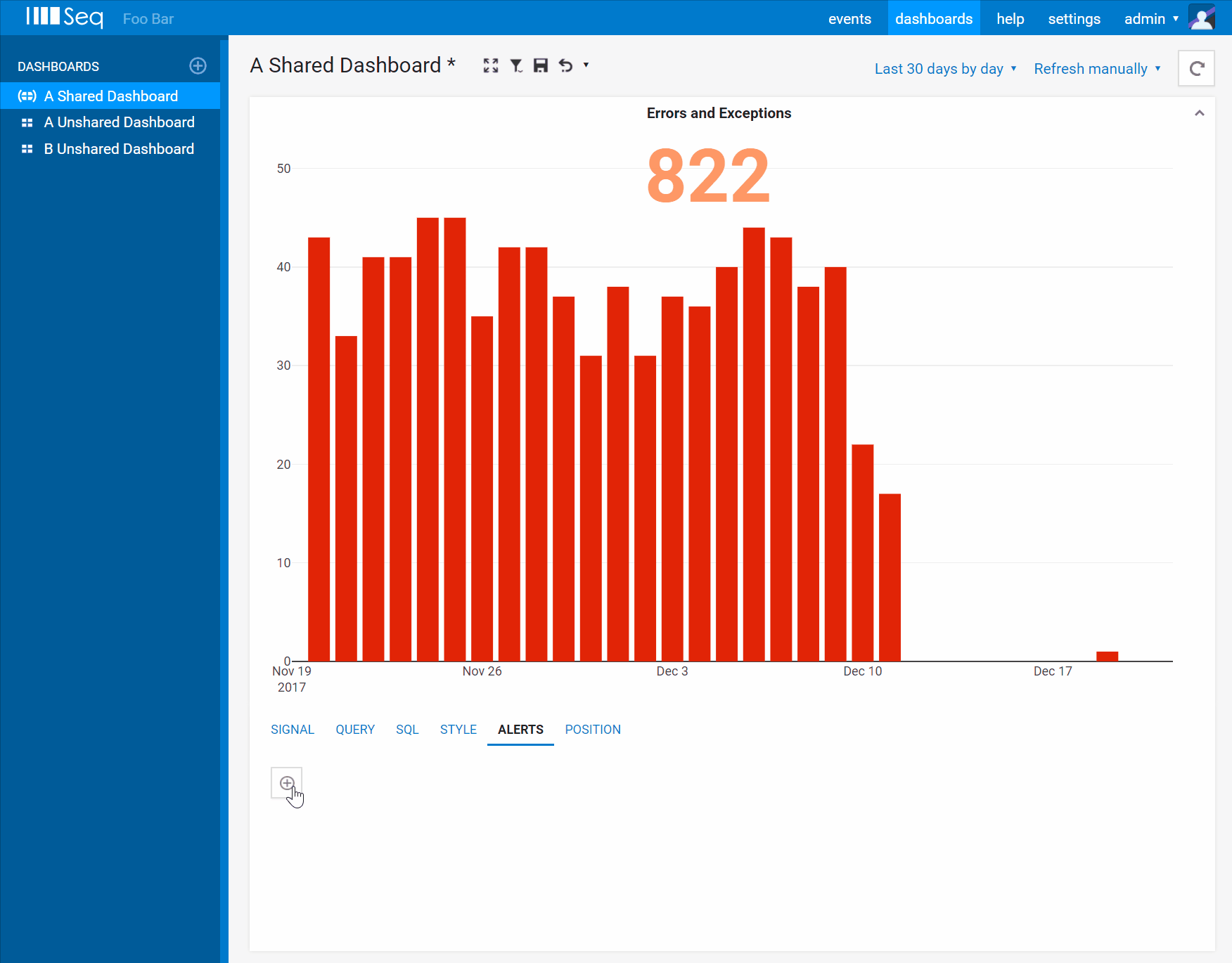 Show alert thresholds on dashboard charts · Issue #630 · datalust/seq-tickets · GitHub