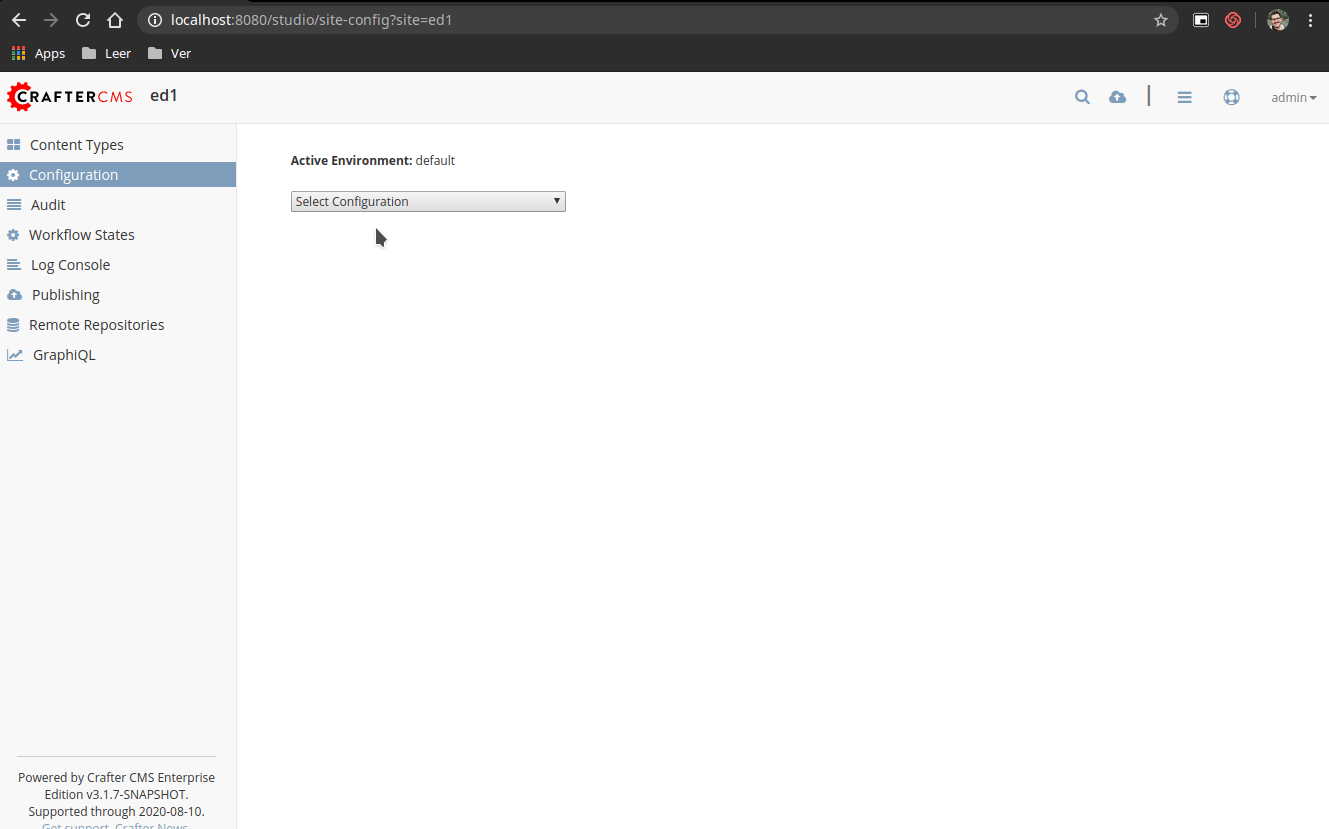 [studio] api/2/configuration/get_configuration_history doesn't work when default environment is ...