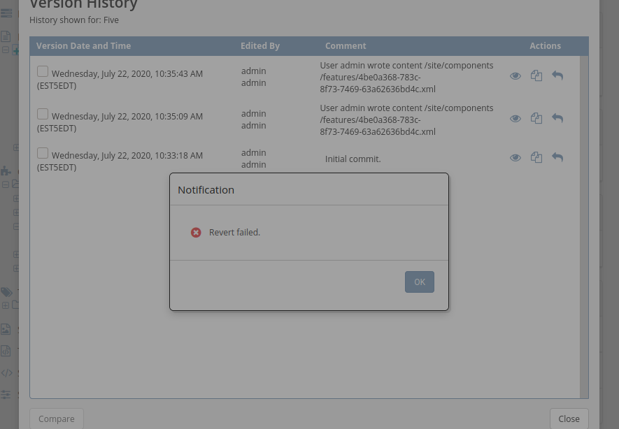 [studio-ui][studio] Error while reverting content · Issue #4204 · craftercms/craftercms · GitHub