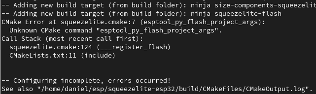Unknown CMake command "esptool_py_flash_project_args". · Issue #84 · sle118/squeezelite-esp32 ...