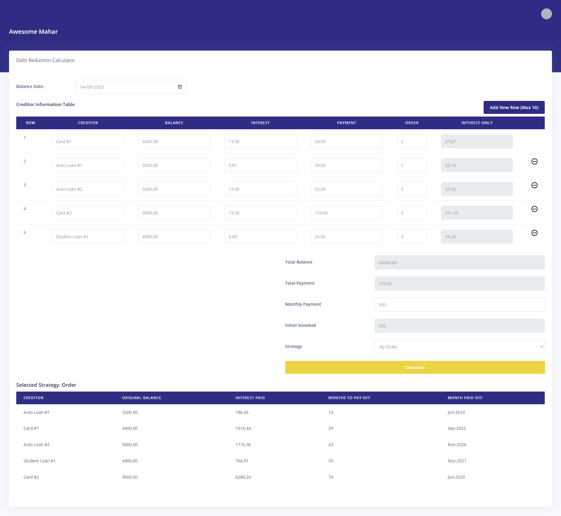 GitHub - awesomemahar/debt-reduction-calculator: This calculator helps you to get out of your ...