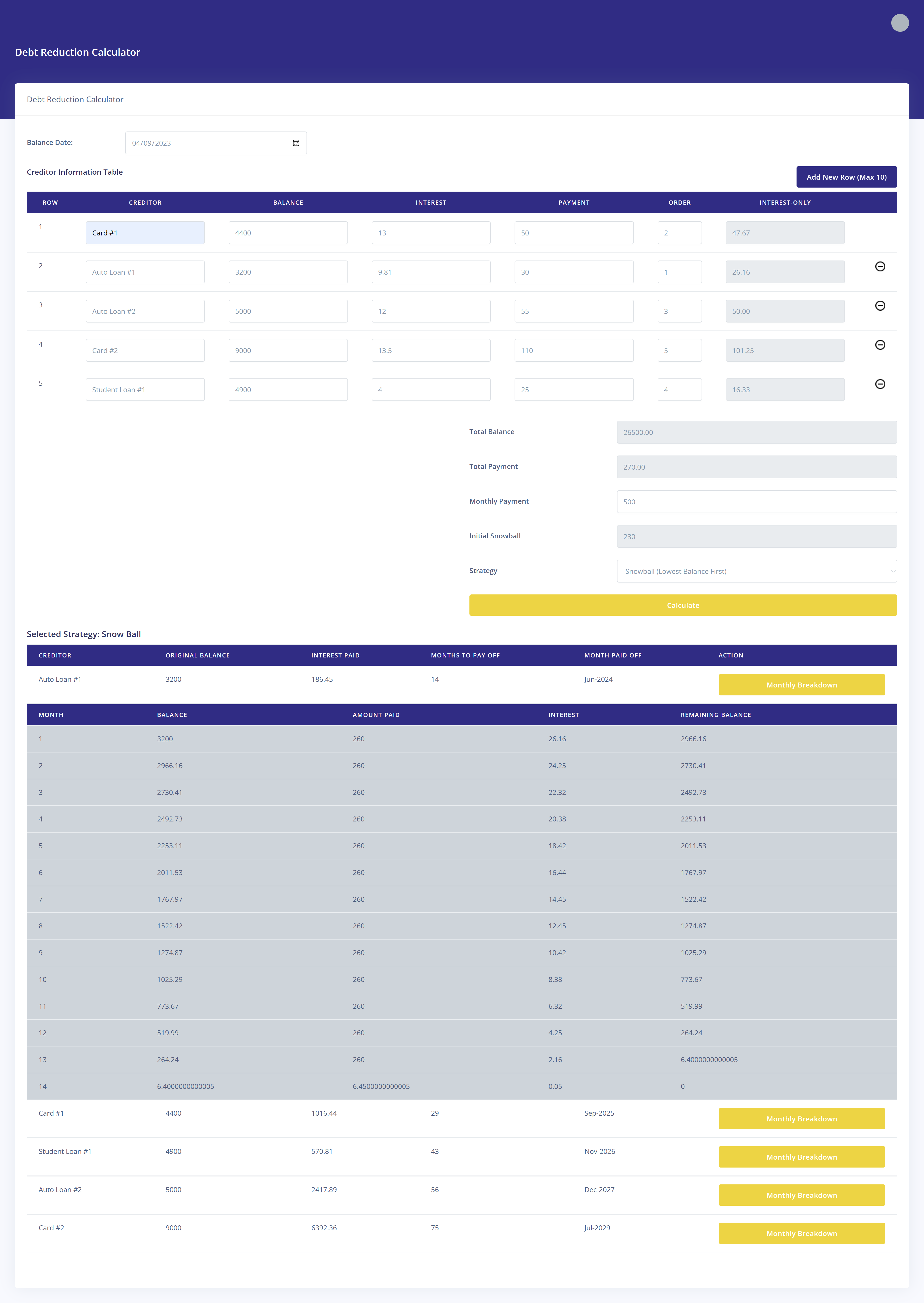GitHub - awesomemahar/debt-reduction-calculator: This calculator helps ...