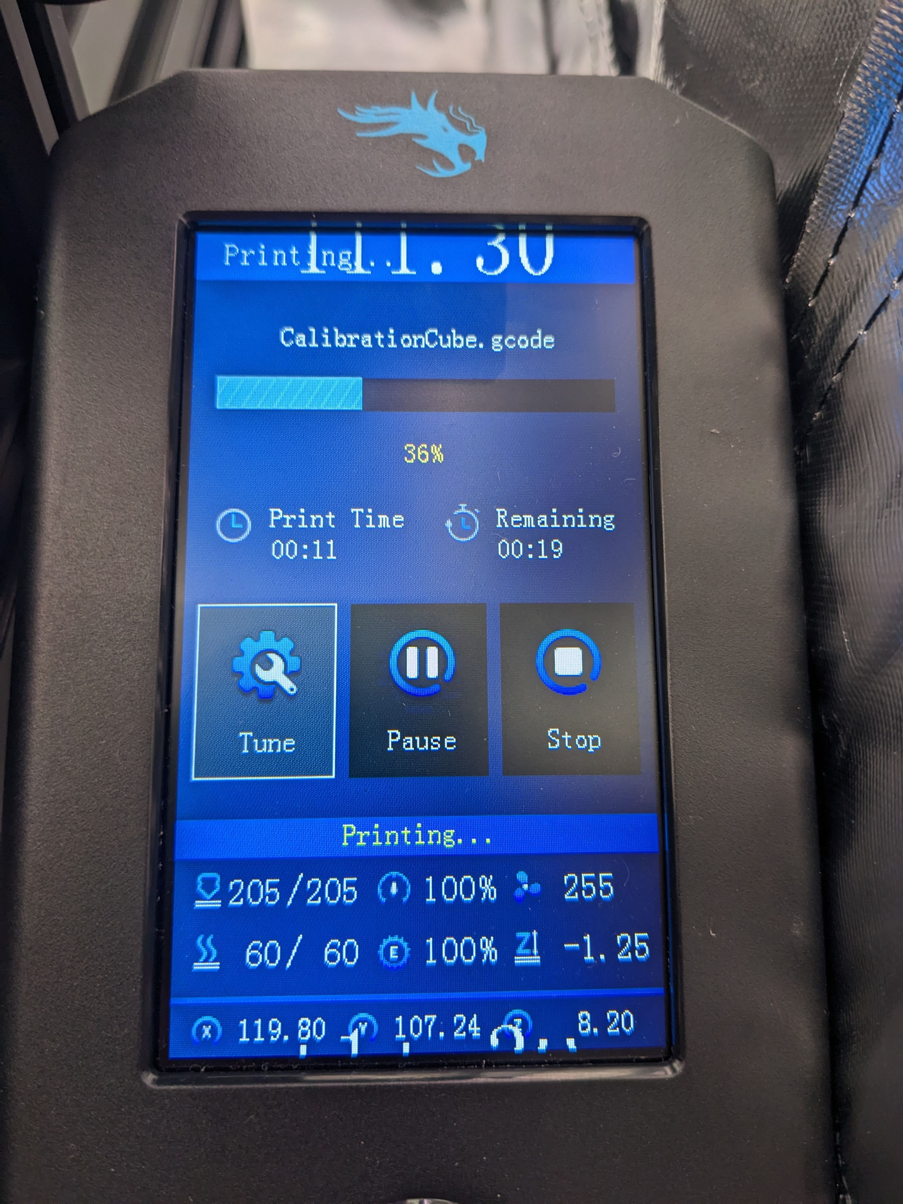 Ui Artifacts Enlarged Numerical Text On Print Status Screen · Issue 558 · Mriscocender3v2s1