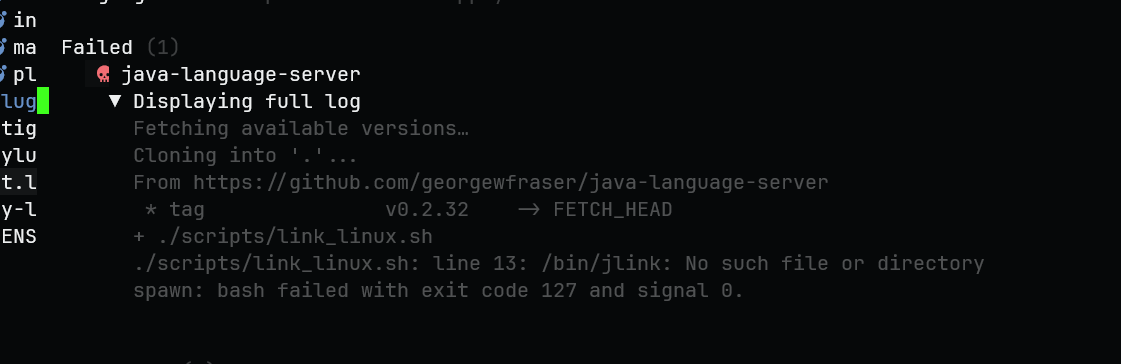 Mason Unable To Install Java Language Server · Issue 255 9456