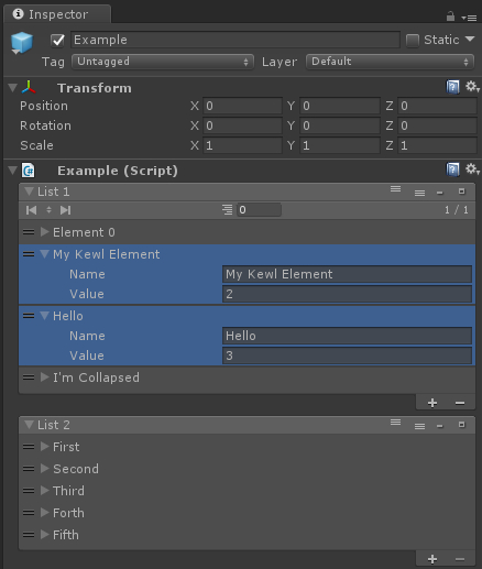 Unity Reorderable List