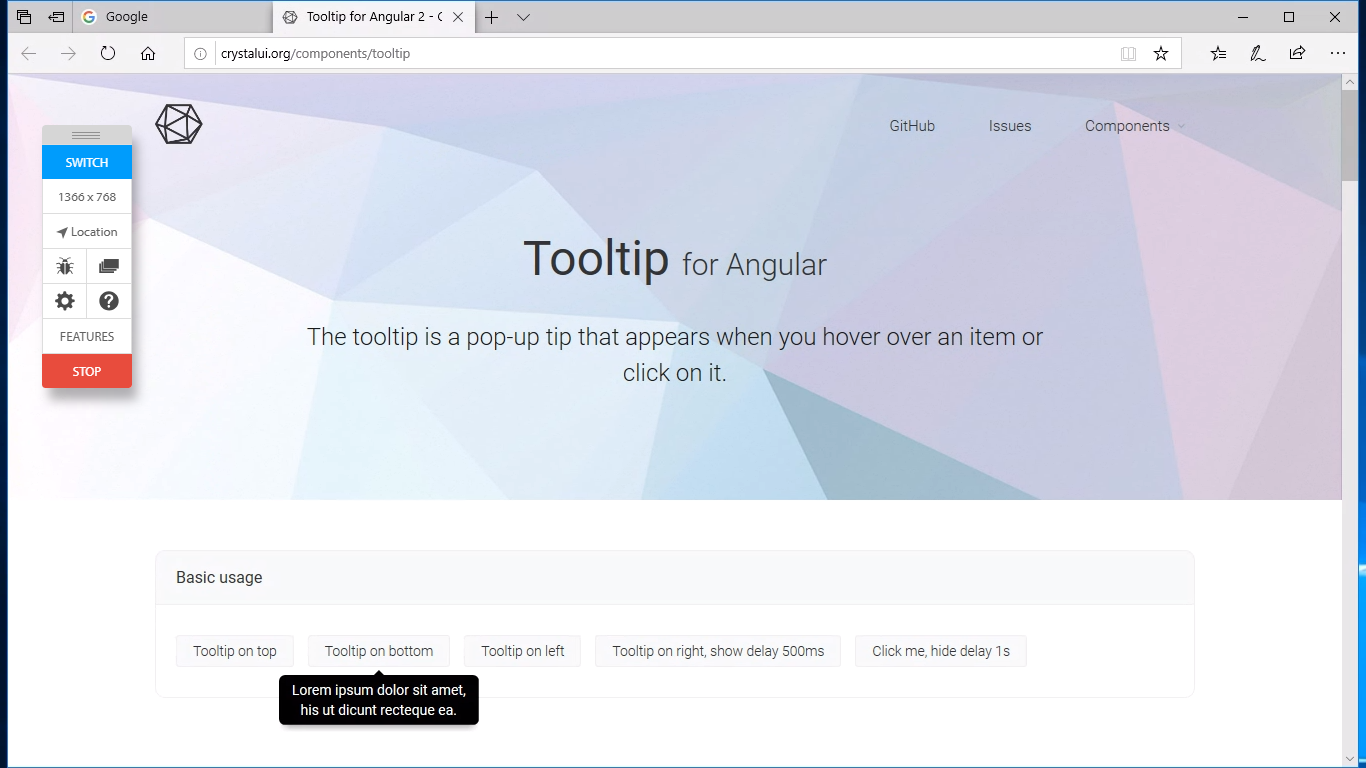 Tooltip On Hover Is Not Working In Chrome And Ie · Issue 44