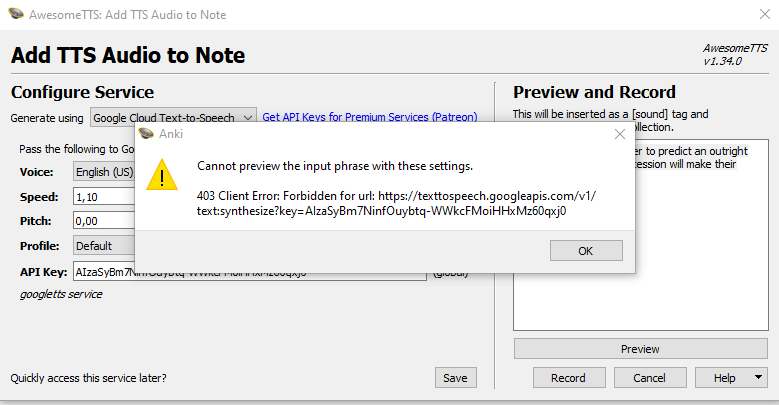 403 Client Error on create audio (Google Cloud TTS) · Issue #188 · AwesomeTTS/awesometts-anki ...