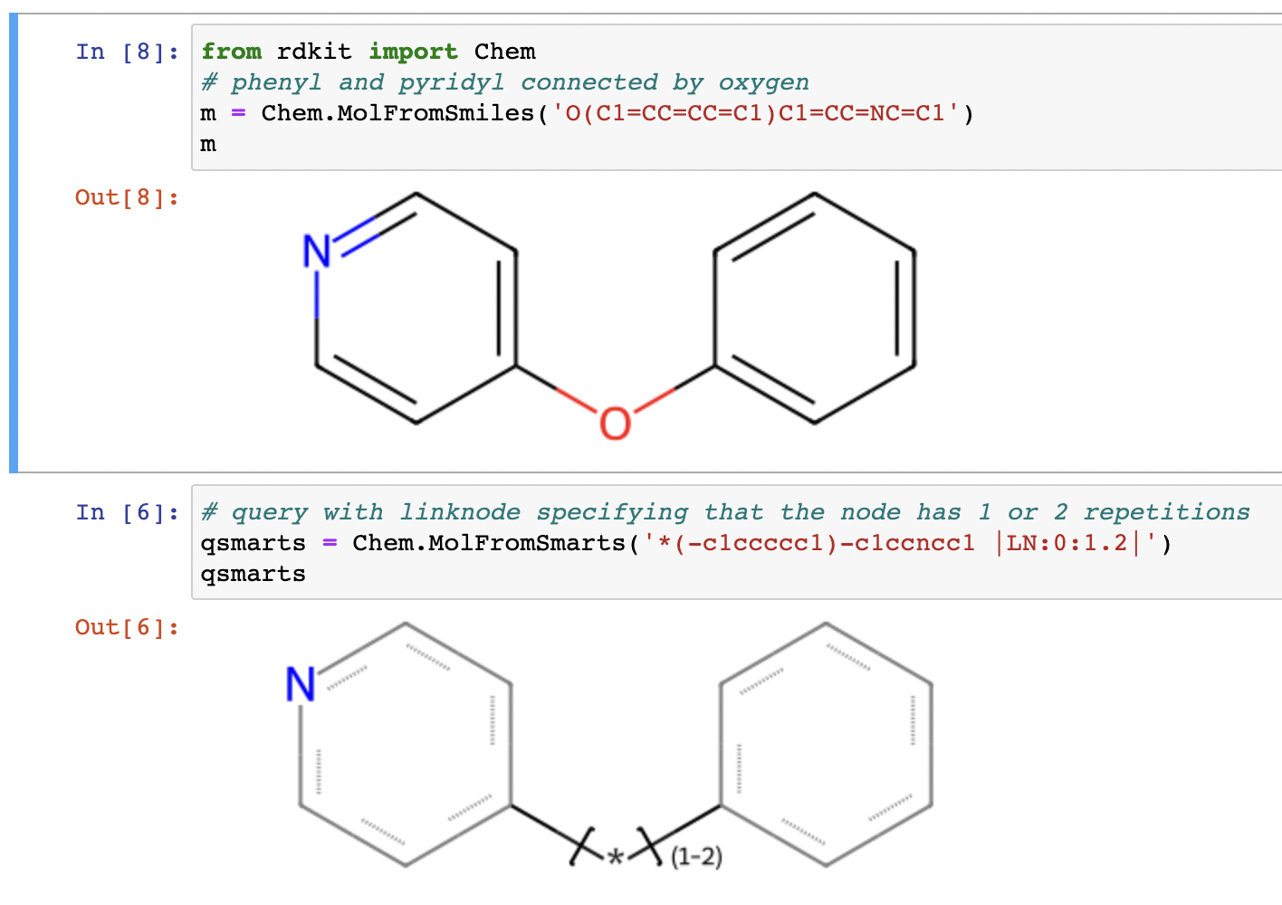 LinkNodes not working as expected for getSubstructMatches · rdkit rdkit · Discussion #6216 · GitHub