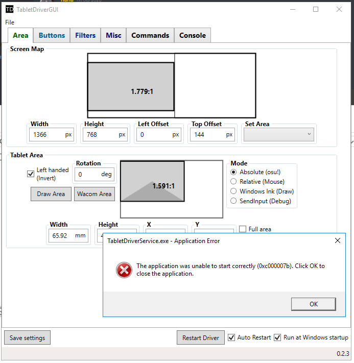 Application Error · Issue #694 · hawku/TabletDriver · GitHub