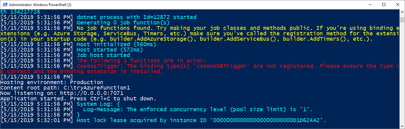 How To Test A Ps Cosmosdb Trigger On My Local Box · Issue 223 · Azureazure Functions
