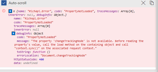 document.changeTrackingMode does not work on Word Windows. document.load not registered · Issue ...