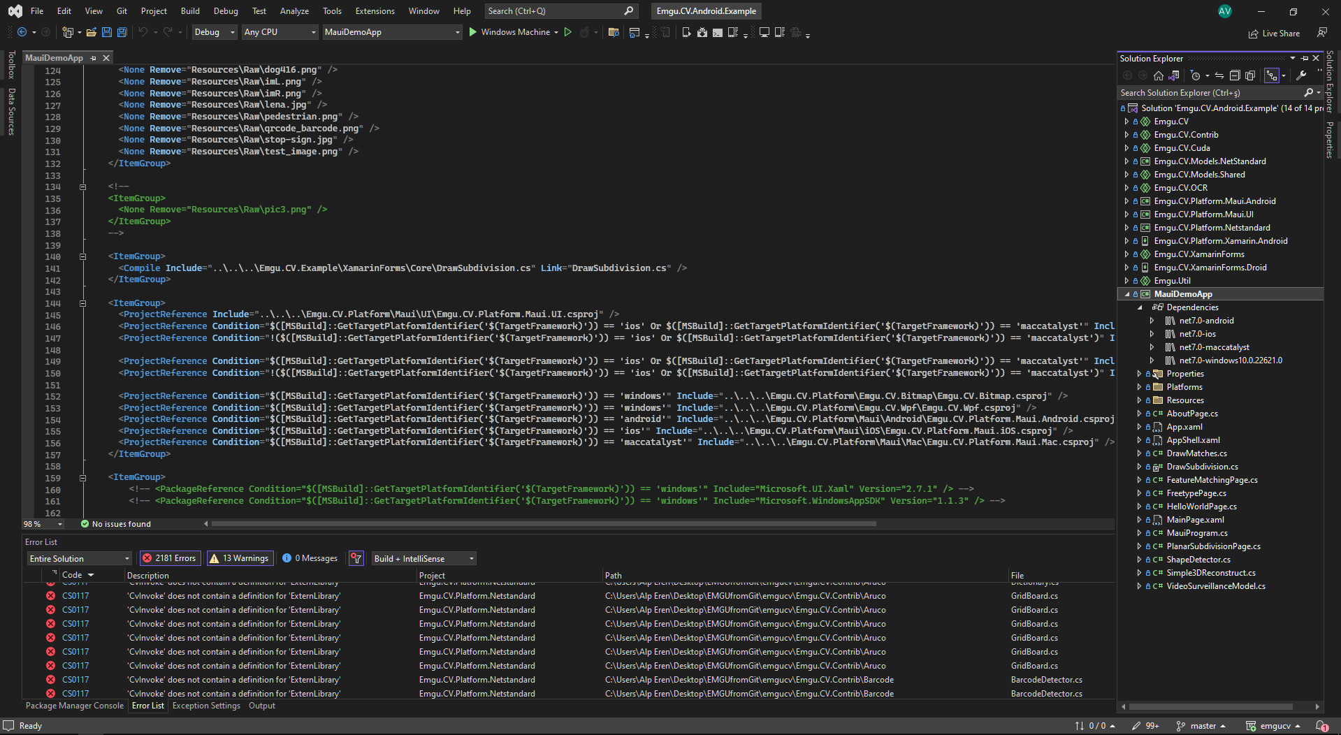Build Libs Failure · Issue #799 · emgucv/emgucv · GitHub