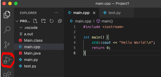 I'm able to see run button for Python but couldn't find run button for ...