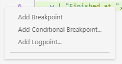 Breakpoint margin context menu has a trailing separator when not debugging · Issue #131743 ...