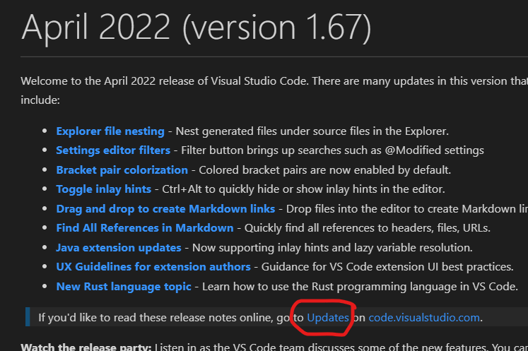 Release Notes Table of Contents in the Outline View · Issue #148889 ...