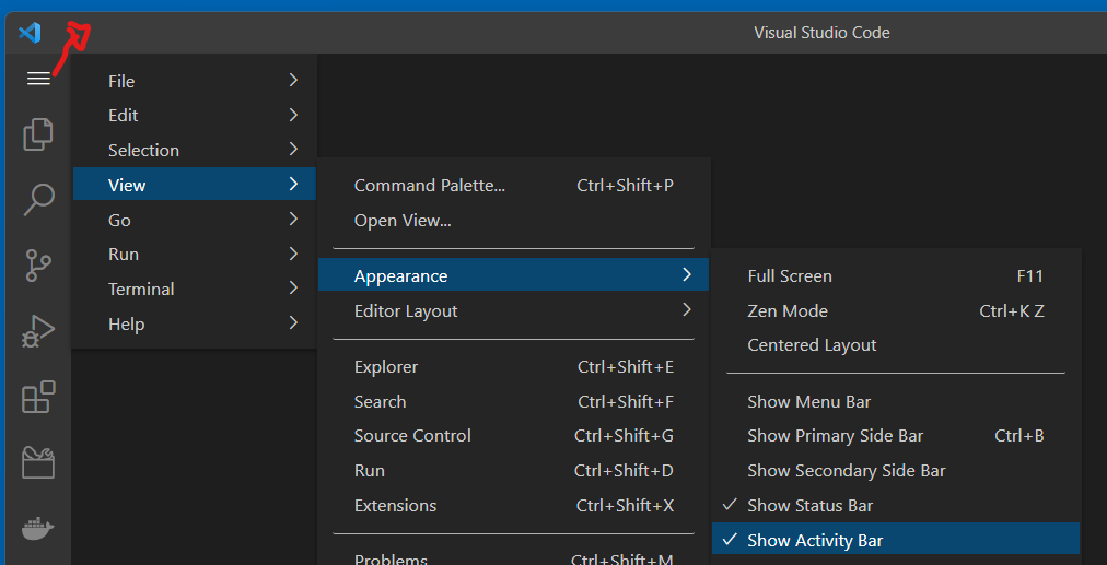 Unable to make "Activity Bar" visible · Issue #149806 · microsoft ...
