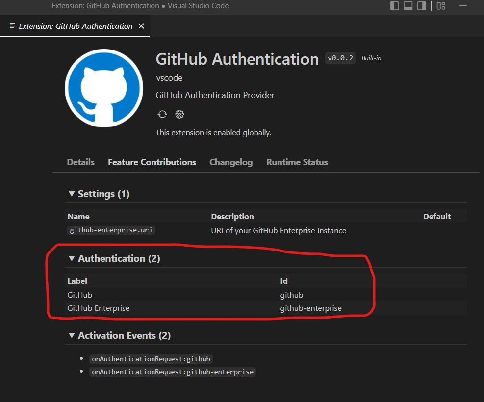 contributes.authentication in package.json file · Issue #149810 ...