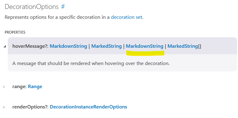 Api Documentation For `decorationoptions Hovermessage` Is Incorrect · Issue 5571 · Microsoft